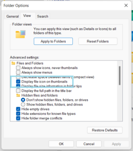 Enable image thumbnails on Windows 11 computer