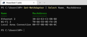 Find MAC address on a computer using Powershell