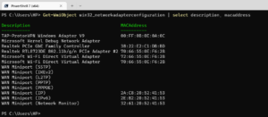 Find MAC address on a computer using Powershell