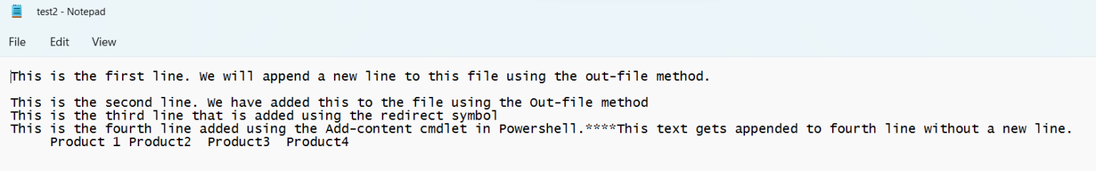 Append content to a file using Powershell