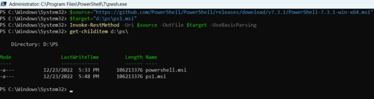 Download a file from a URL using Powershell
