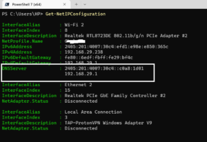 Find DNS Server address using Powershell