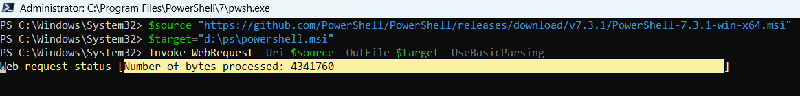 Download a file from a URL using Powershell